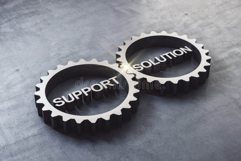Two Gears Meshing Together with Text Support and Solution Stock ...