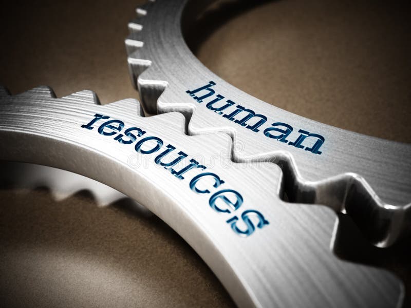 Two Gears in Motion with Human Resources Text. 3D Illustration Stock ...