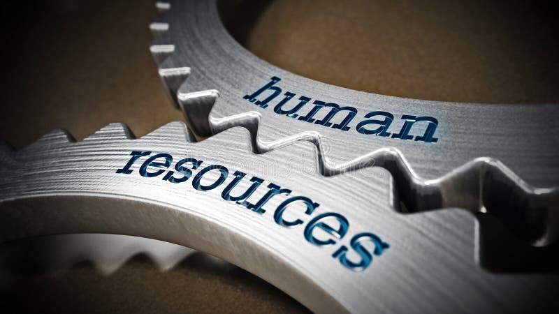 Two Gears in Motion with Human Resources Text. 3D Illustration Stock ...