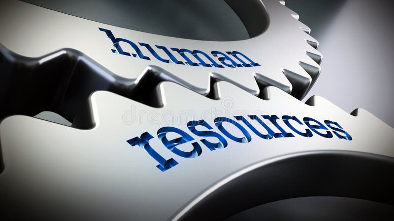 Two Gears in Motion with Human Resources Text. 3D Illustration Stock ...
