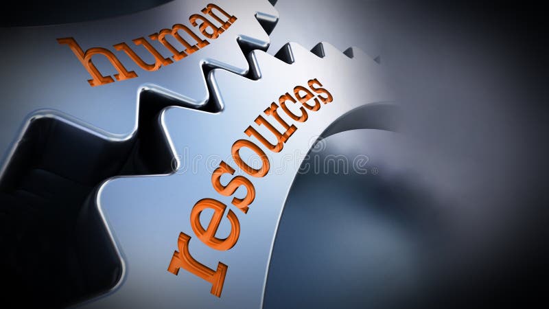 Two Gears in Motion with Human Resources Text. 3D Illustration Stock ...