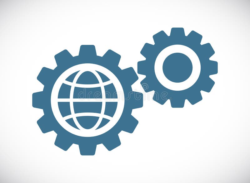 Gears with earth globe stock illustration. Illustration of invention ...