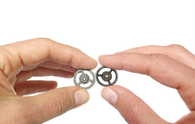 Two gears together stock image. Image of progress, manage - 72678429