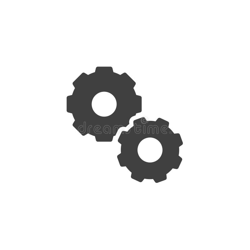 Two gears vector icon stock illustration. Illustration of simple ...