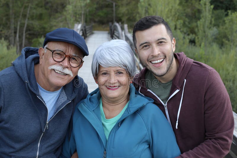 Two-generation Hispanic Family Outdoors Stock Photo - Image of cheerful ...