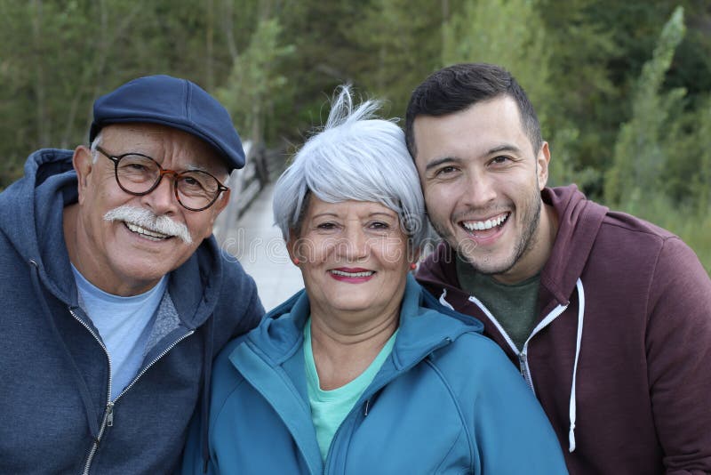 Two-generation Hispanic Family Outdoors Stock Image - Image of elderly ...