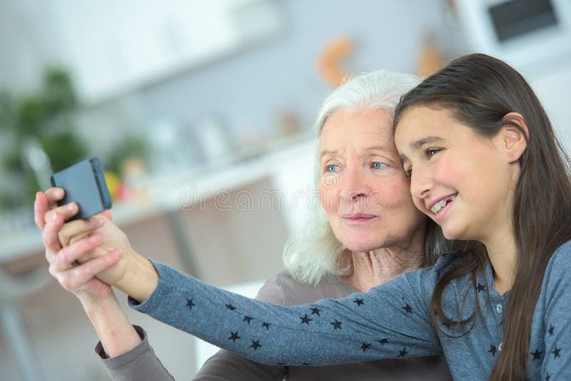 Two Generation Womans Making Funny Selfie Together Stock Photo - Image ...