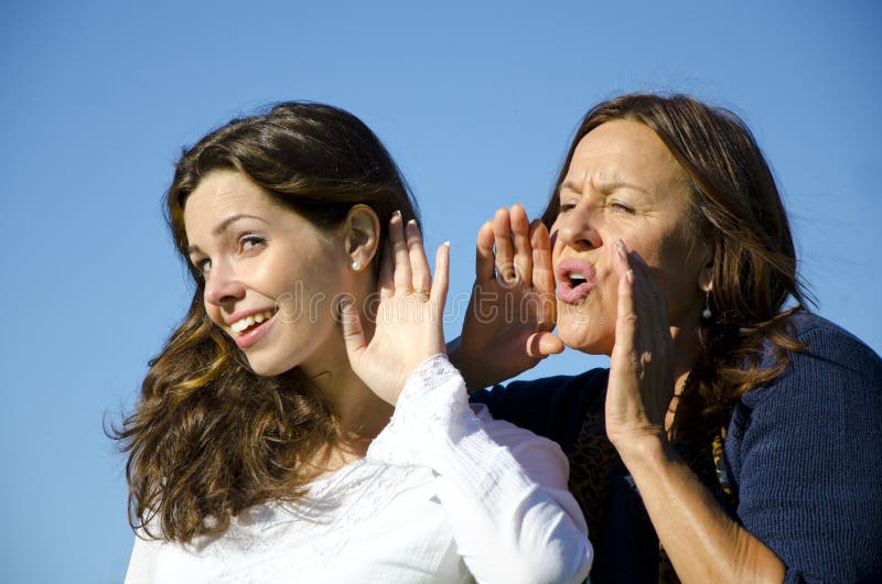 Two Generations, Friends, Shouting and Listening Stock Photo - Image of ...