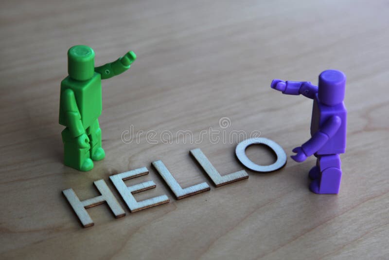 Two Generic Figures Saying Hello To Each Other Stock Image - Image of ...