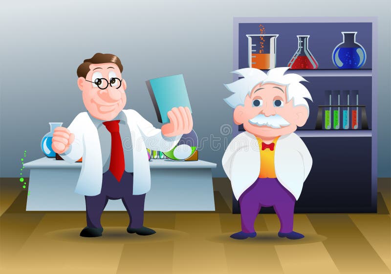 Two genius scientist stock illustration. Illustration of background ...