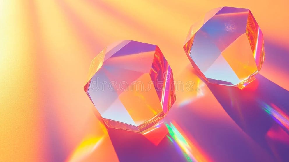 Two Geometric Glass Objects Reflecting Light Stock Illustration ...
