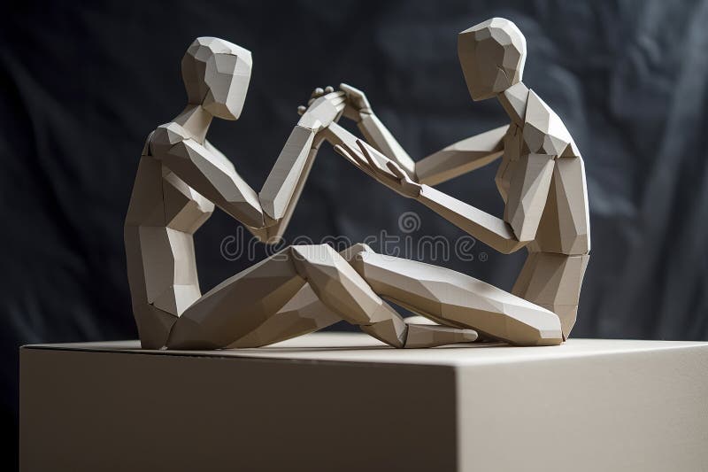 Two Geometric, Paper-like Figures are Positioned As If Interacting ...