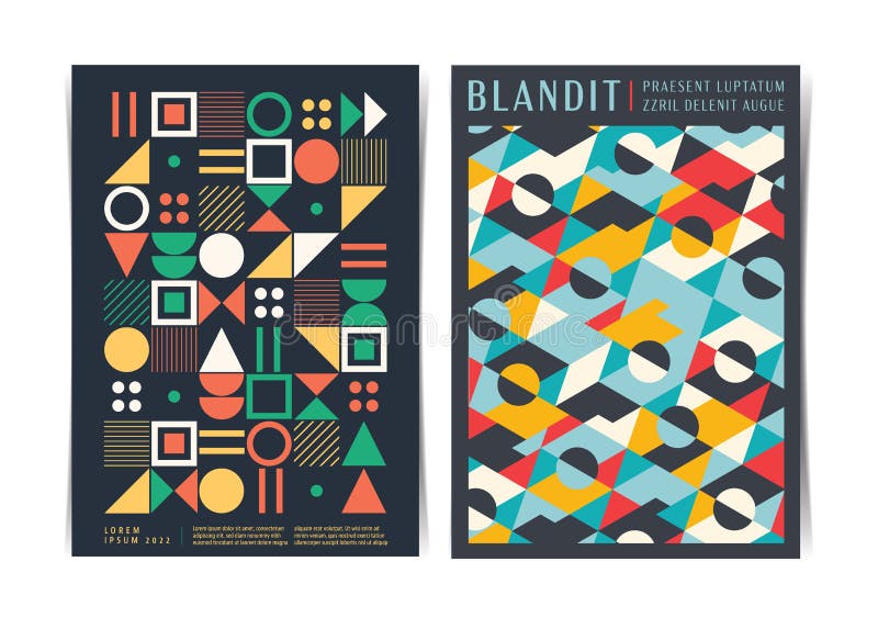 Two Geometric Pattern Art Posters Template. Stock Vector - Illustration ...