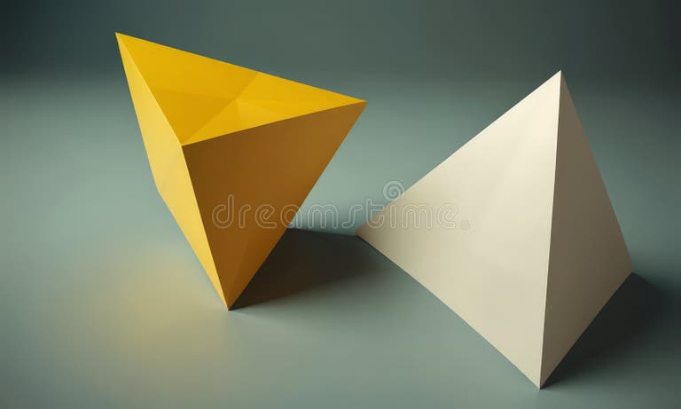 Two Geometric Shapes, Yellow Triangular Object and White Triangular ...