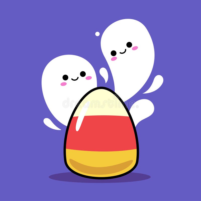 Two Ghosts Behind a Candy Corn. Isolated Vector Illustration Stock ...