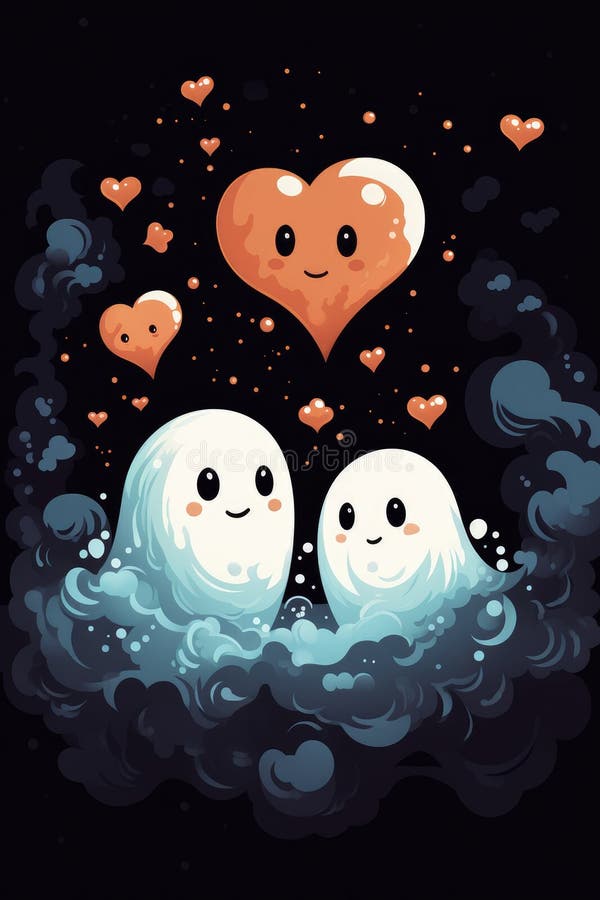 Two ghosts in the clouds stock illustration. Illustration of ghosts ...