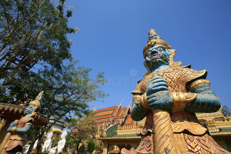 Two Giant Guardians Stand in Front of Thai Temple Stock Image - Image ...