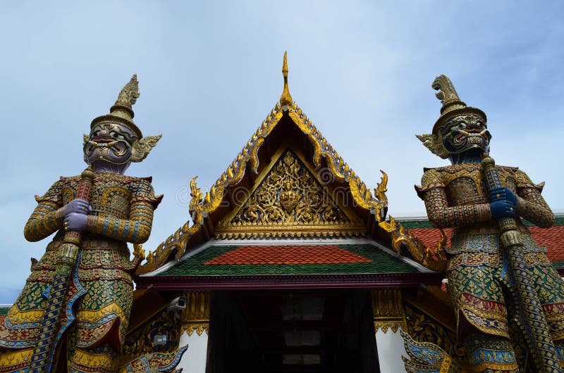 Two Giants in Front of Thai Temple Stock Photo - Image of peaceful ...