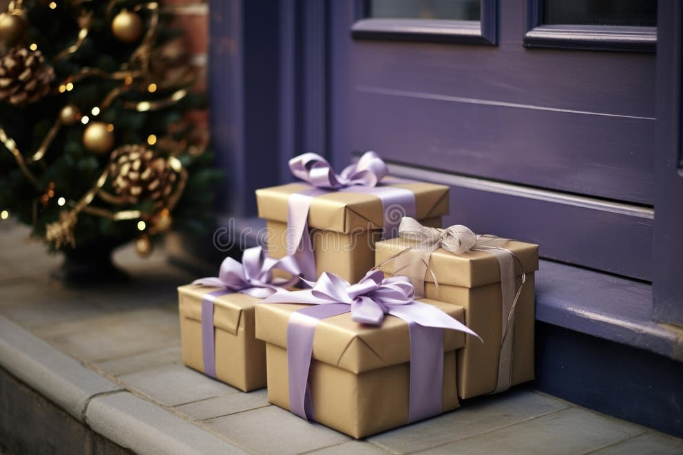 Two Gift Boxes on a Doorstep Stock Photo - Image of celebration, gift ...