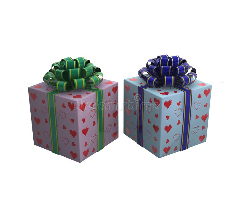 Two Gift Boxes with Ribbons Stock Illustration - Illustration of ...