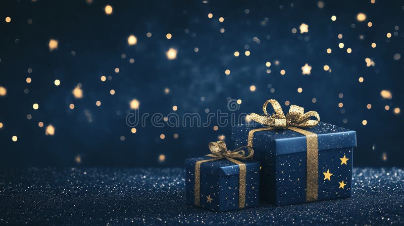 Two Gift Boxes Under a Night Sky with Stars Stock Photo - Image of ...