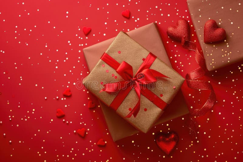 Two Gifts Placed on a Bright Red Surface, Ideal for Wrapping or Gift ...