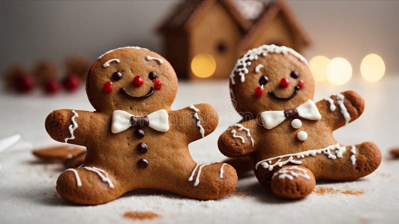 Two Gingerbread Close-up on a White. Isolated Stock Illustration ...