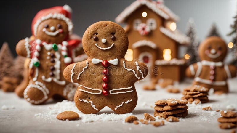 Two Gingerbread Close-up on a White. Isolated Stock Illustration ...