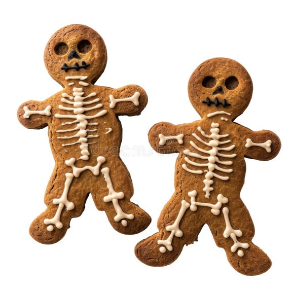Two Gingerbread Cookies Decorated with Skeleton Designs Stock Image ...