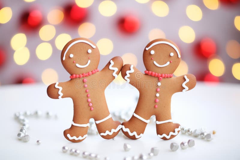 Two Gingerbread Men Holding Hands, Spinning in a Circle Stock Photo ...