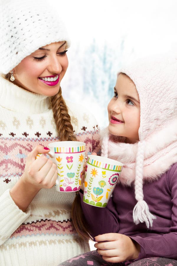 Two Girl Friends Talk and Drink Tea Stock Image - Image of together ...