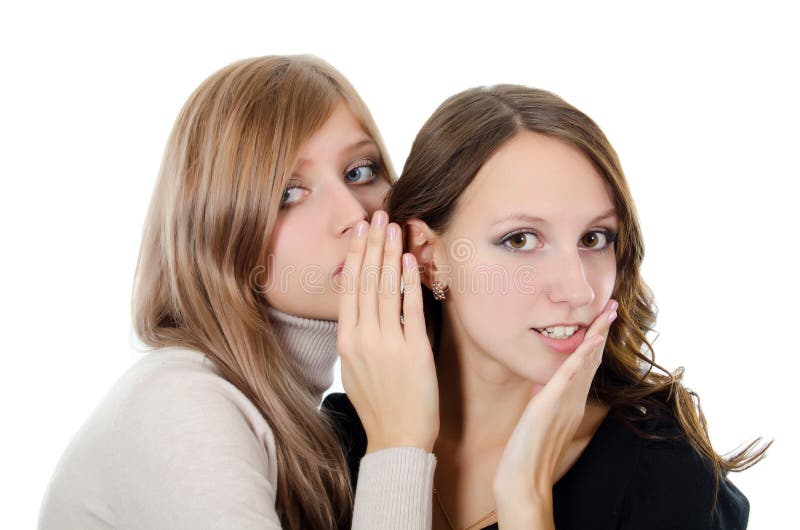 Girl Whispering in Friend`s Ear Stock Image - Image of friend, joyful ...