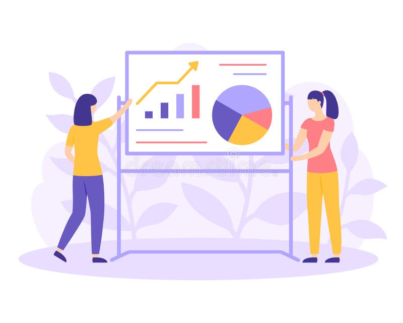 Financial Strategy Graph Startup Girl Flat Vector Stock Vector ...