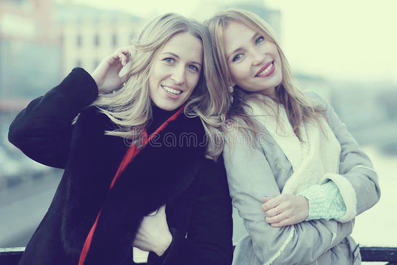 Two girlfriend stock photo. Image of girls, city, happy - 65820838