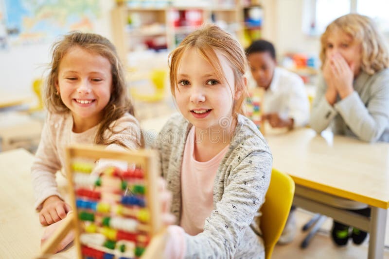 Two Girls As Students in Math Class Stock Image - Image of classroom ...