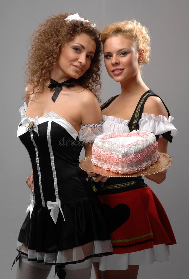 Two girls and a cake stock photo. Image of birthday, friendship - 26391936