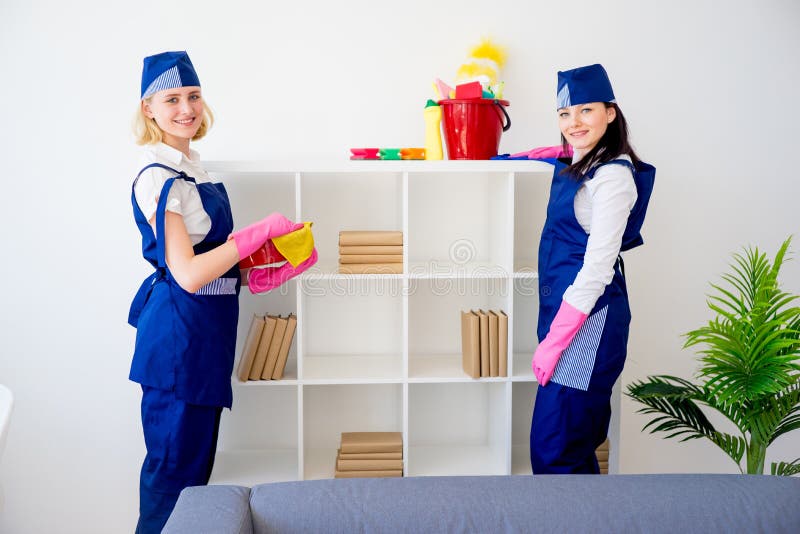 Two Girls of Cleaning Service Stock Photo - Image of housecleaning ...