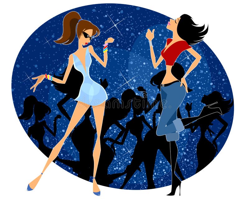 Two girls dancing stock vector. Illustration of cartoon - 66124622