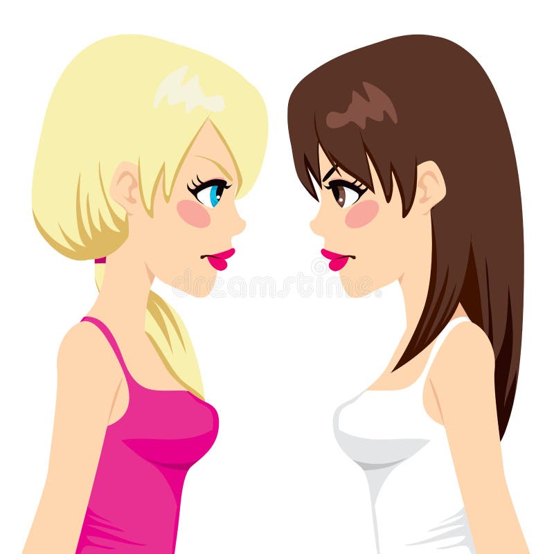 Two Girls Facing Off stock vector. Illustration of disagreement - 34746689