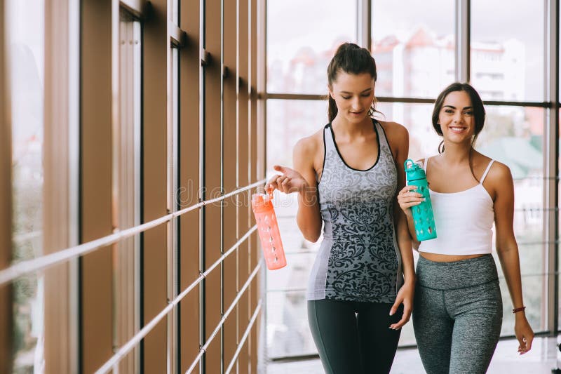 Two girls in the gym stock image. Image of caucasian - 81090831