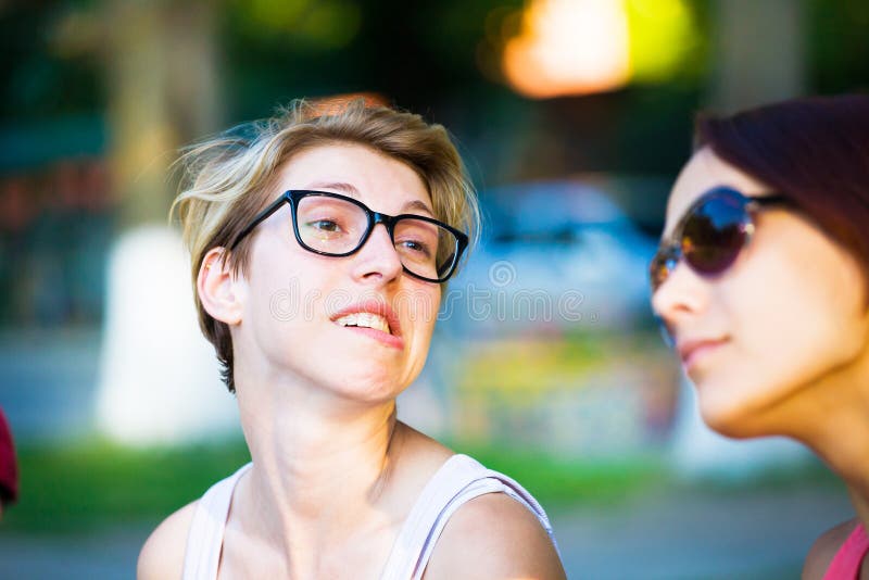 Two Girls Having Fun in the Park. Stock Image - Image of cheerful ...