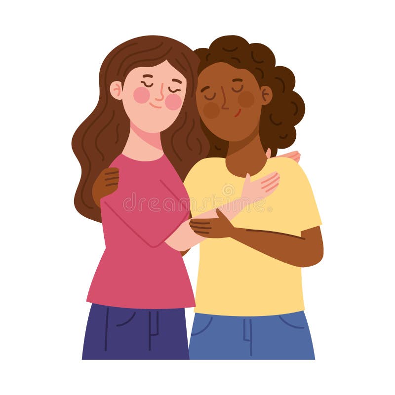 Two Girls Hugging Stock Illustrations – 421 Two Girls Hugging Stock ...
