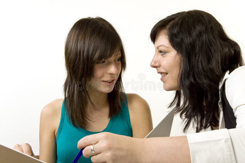 Two girls learning stock image. Image of education, authoring - 15140927