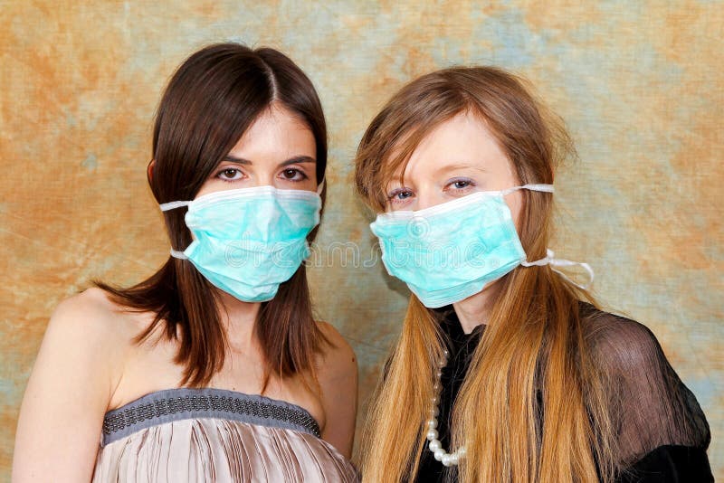 Two girls mask stock photo. Image of epidemic, asia, mouth - 18029466