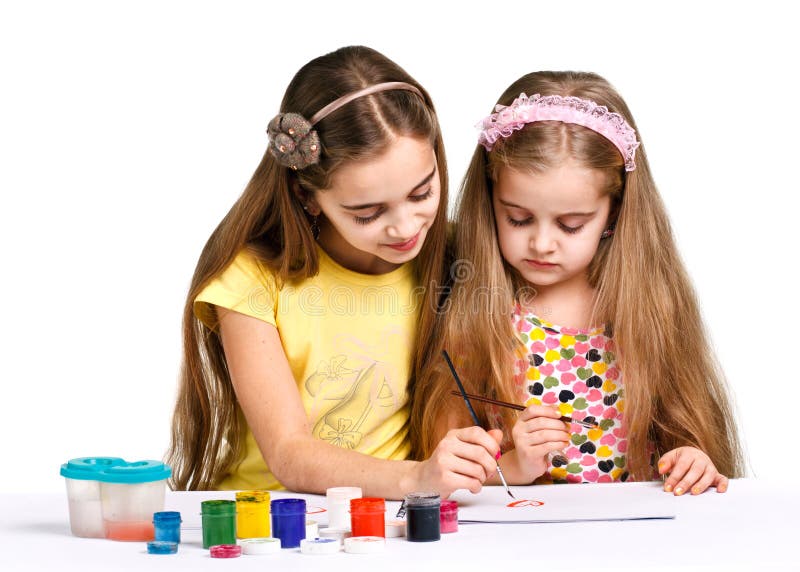Two girls painted stock image. Image of hair, create - 30633787