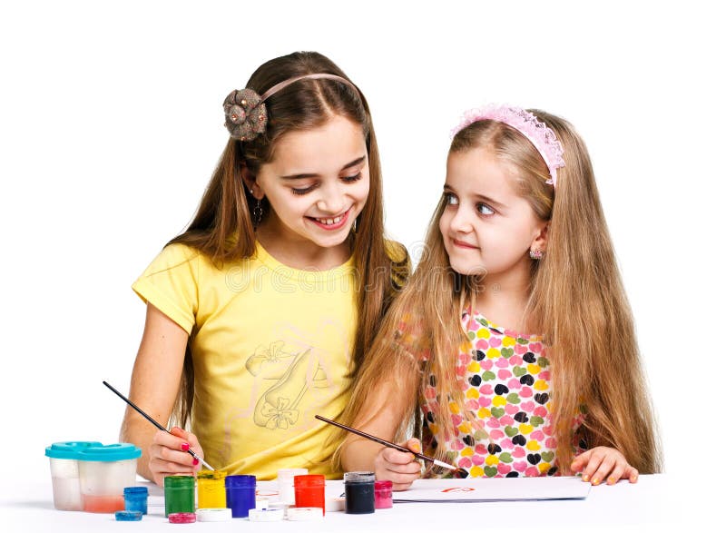 Two girls painted stock photo. Image of colorful, hobbies - 38043874