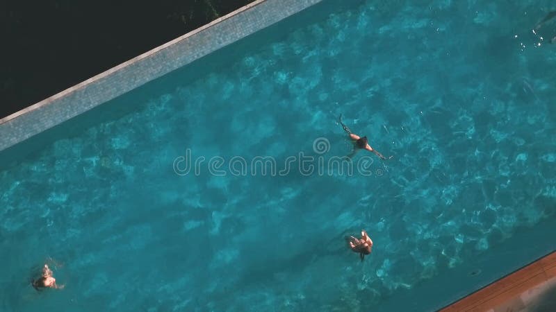 Two Girls in the Pool, Shooting with the Drone Stock Video - Video of ...