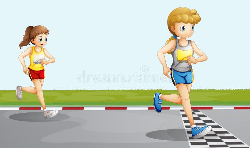 Girls on a race track stock vector. Illustration of kids - 32732539