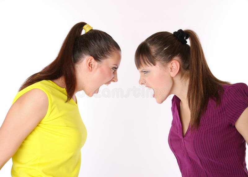Two Girls Shouting at Each Other Stock Photo - Image of rivalry ...