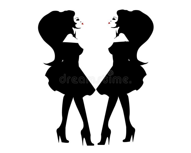 Two girls silhouette stock vector. Illustration of silhouette - 36600196